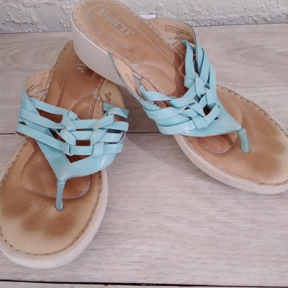 Born | Shoes | Born Powder Blue Woven Leather Thong Sandals Sz8 | Poshmark